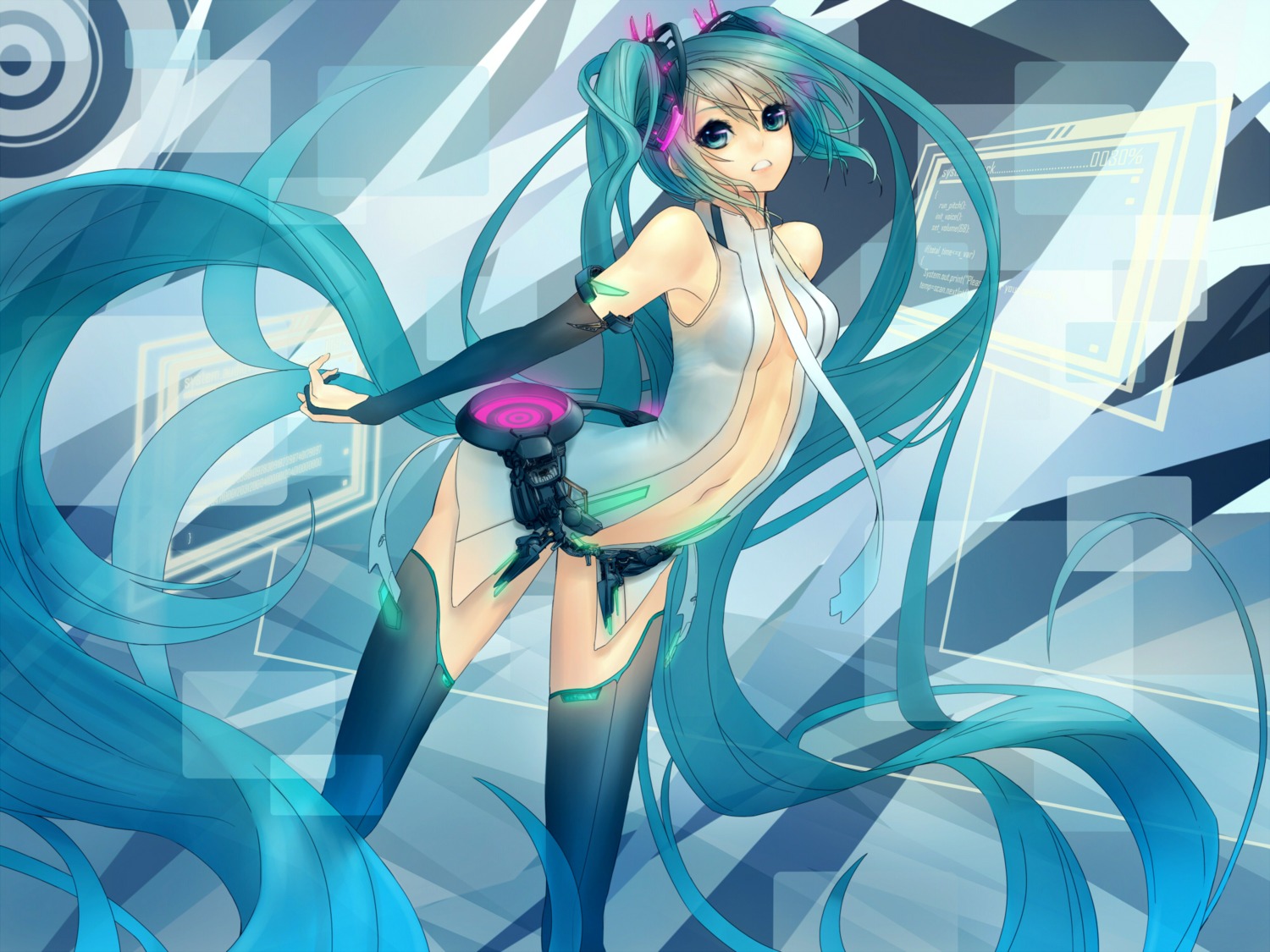 minevi vocaloid vocaloid append hatsune miku miku append thighhighs | #168263 | yande.re